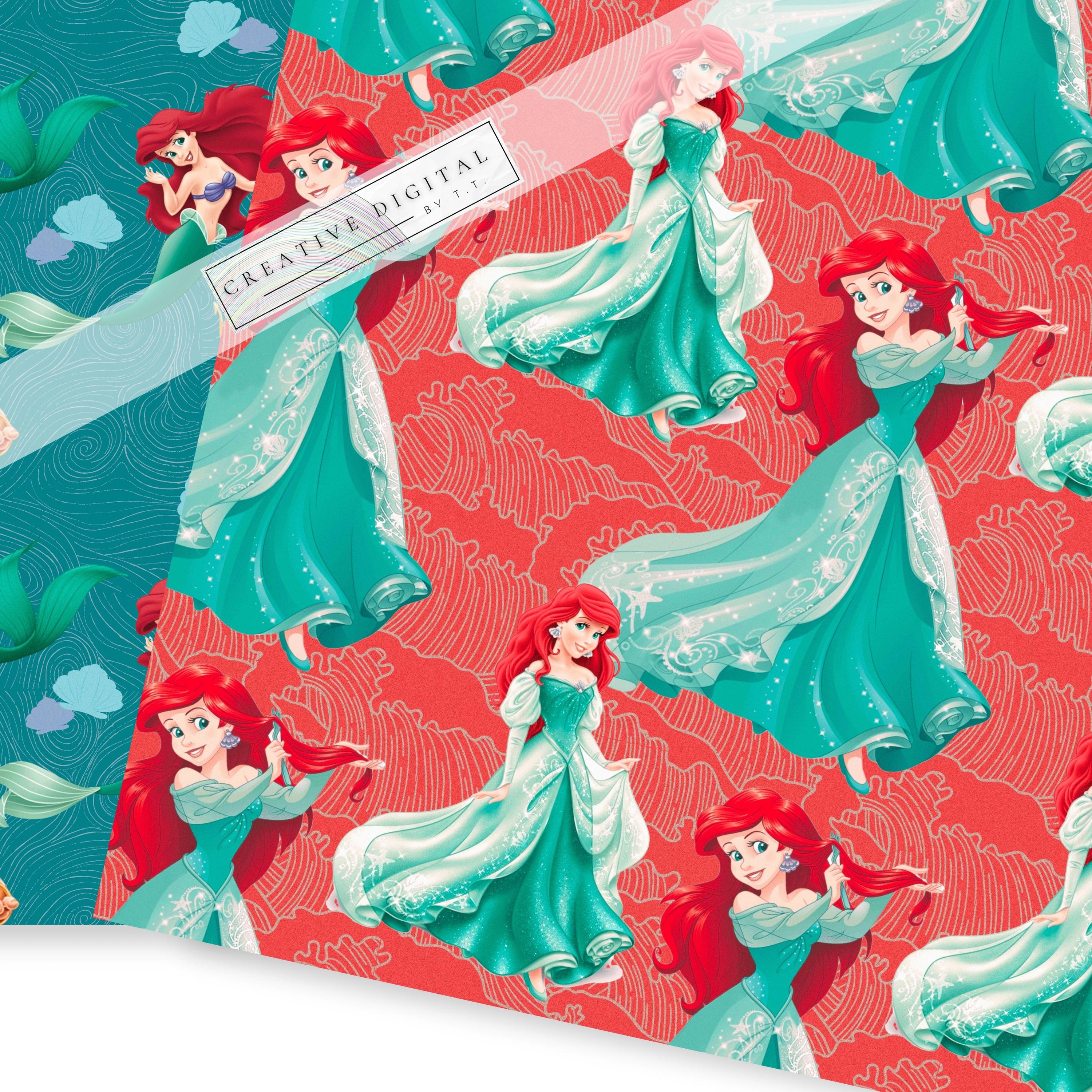 Little Mermaid Digital Paper, Ariel PNG Clipart, Little Mermaid PNG ...
