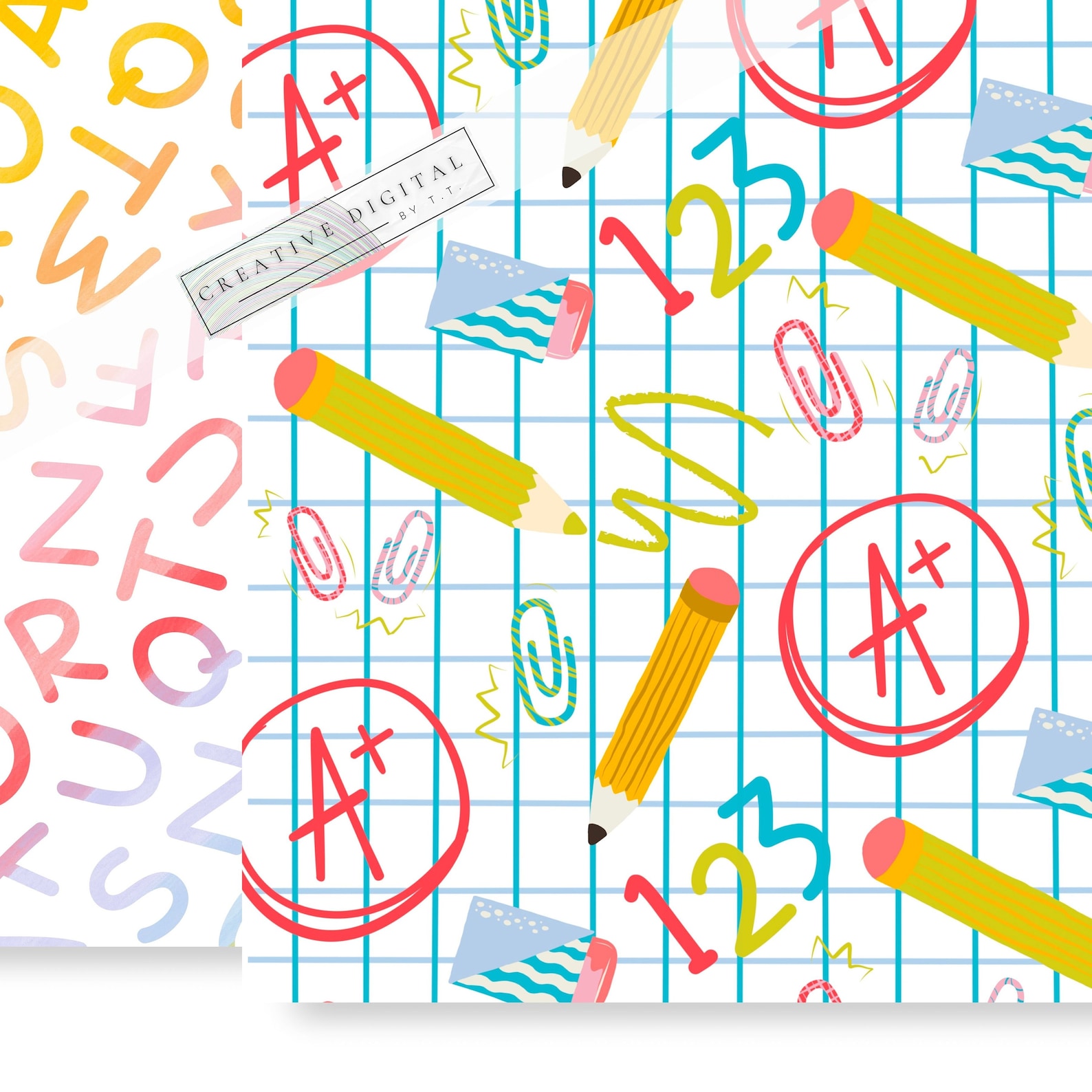 Back to School Digital Paper, Back to School Clipart, Teacher Graphics ...