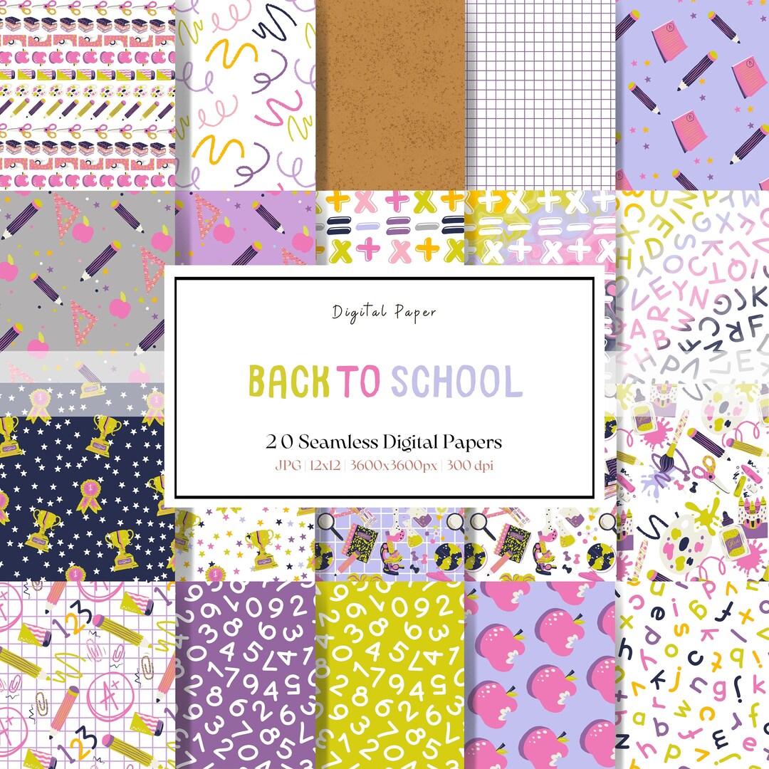 20 Back to School Digital Paper, Classroom Backgrounds, Teacher ...