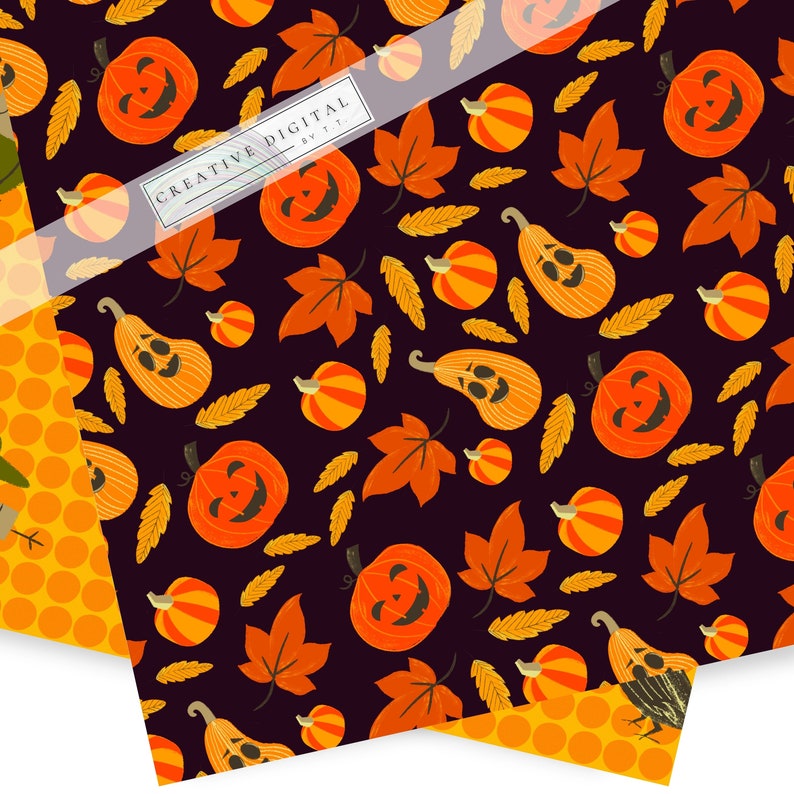 20 Happy Halloween Digital Paper, Hand Drawn Spooky Halloween ...
