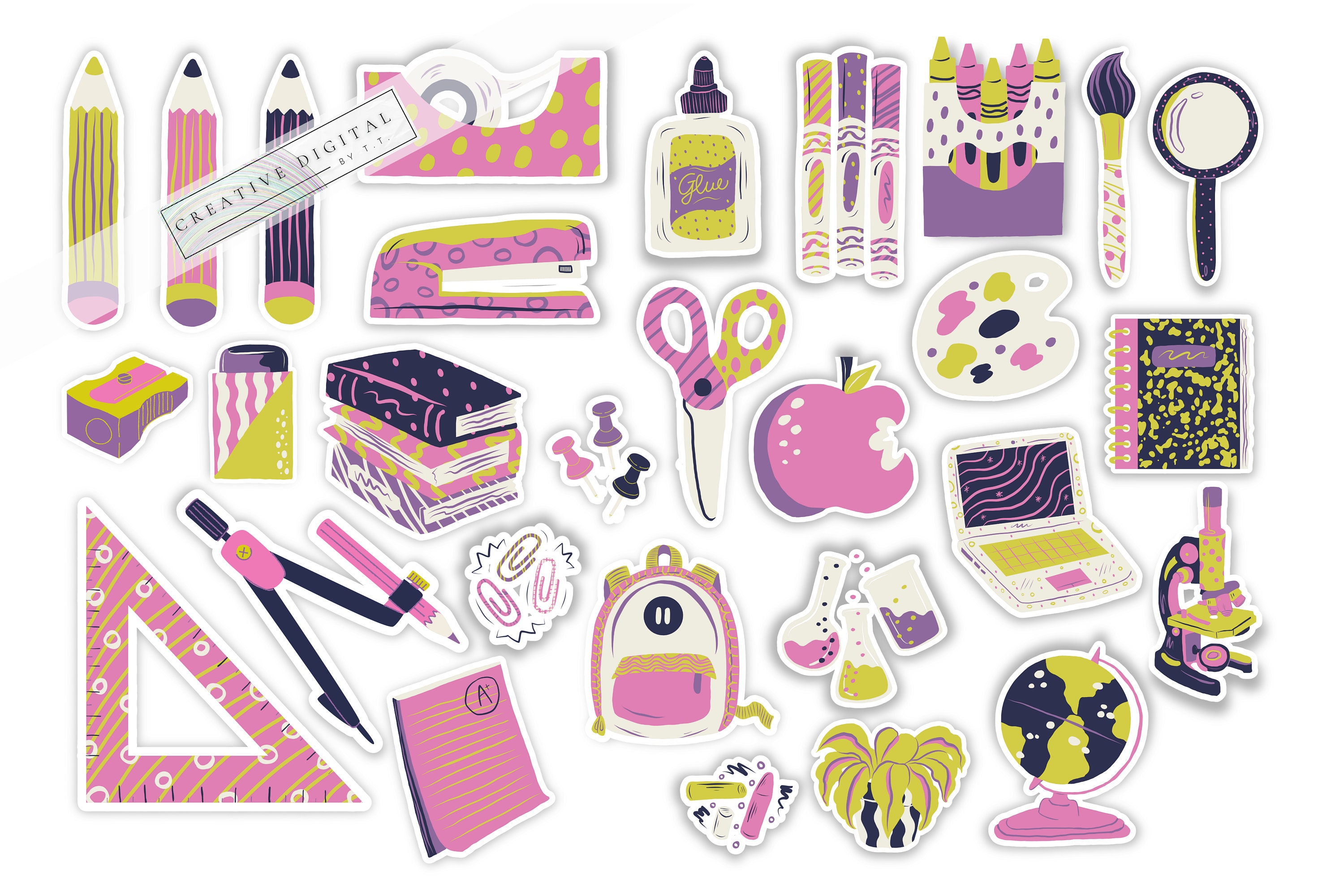 Back to School Digital Paper, Back to School Clipart, Teacher Graphics ...