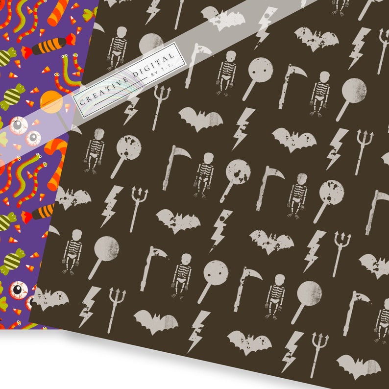 20 Happy Halloween Digital Paper, Hand Drawn Spooky Halloween ...