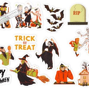 36 Happy Halloween Clipart, Hand Drawn Spooky Halloween Stickers ...