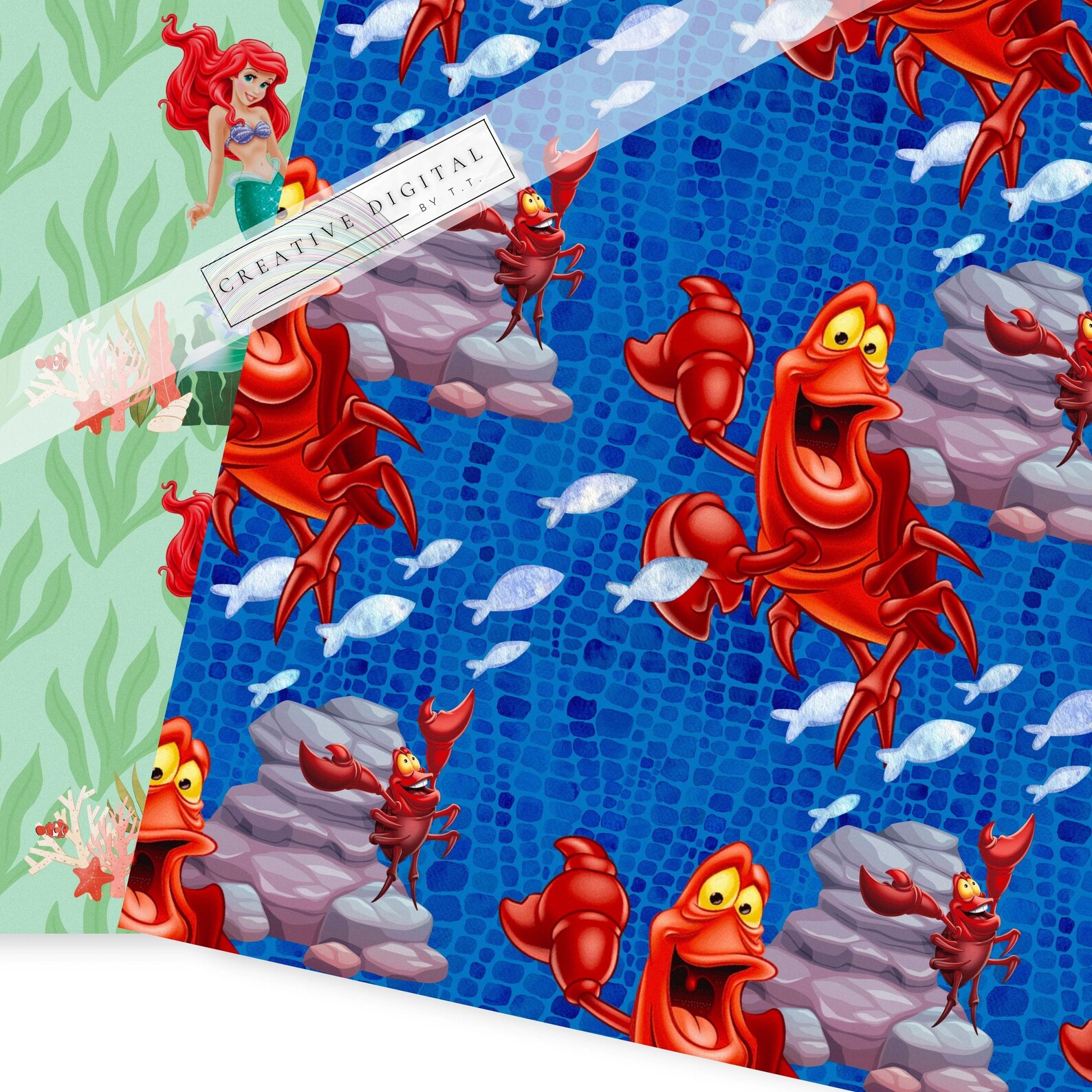 Little Mermaid Digital Paper, Ariel PNG Clipart, Little Mermaid PNG ...