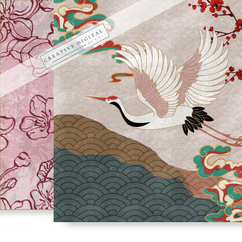 Japanese 20 Digital Paper - Japanese Patterns, Seamless Printable ...