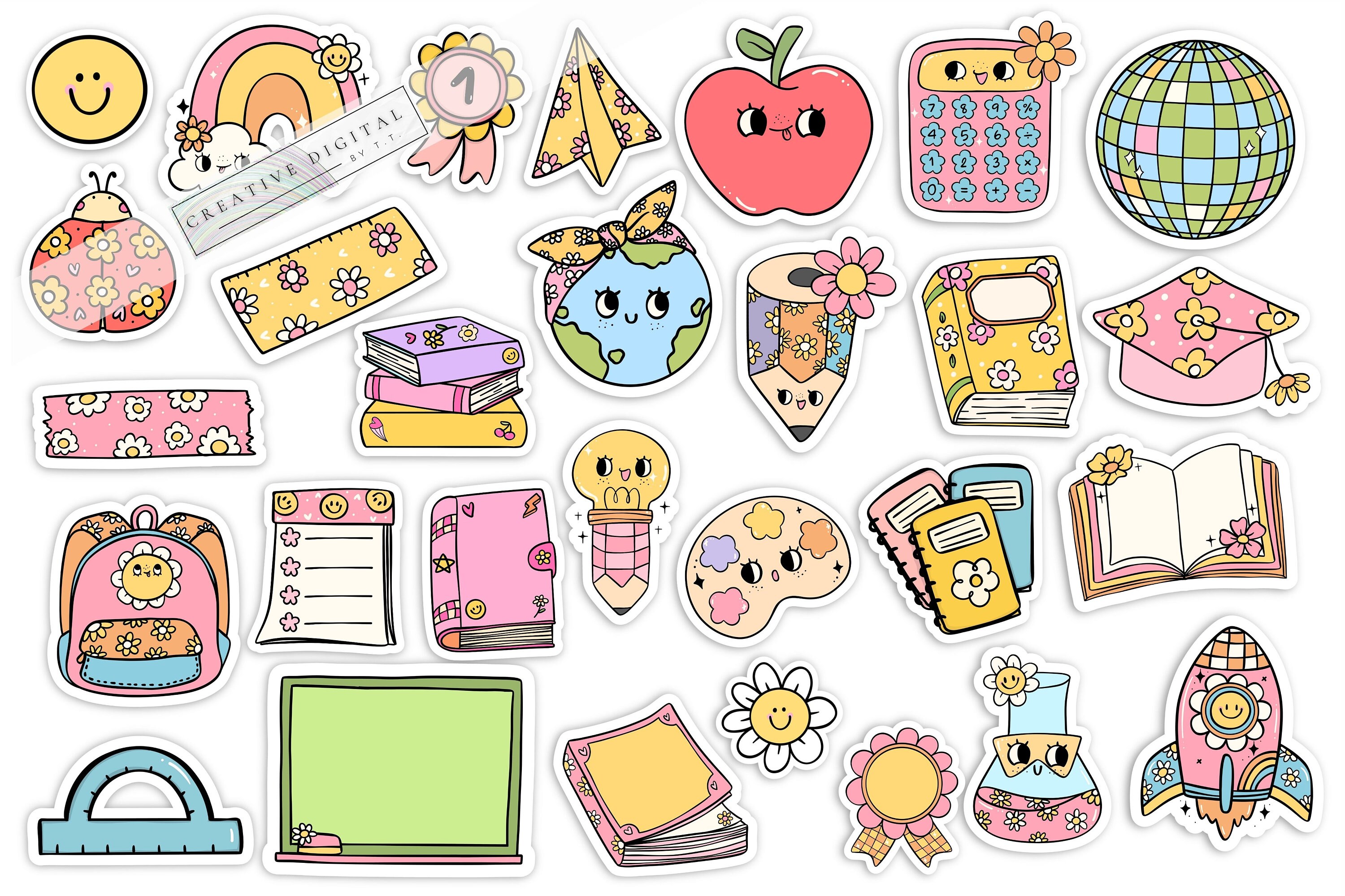 Flower Back to School Clipart, Teacher Clipart, School Graphics ...