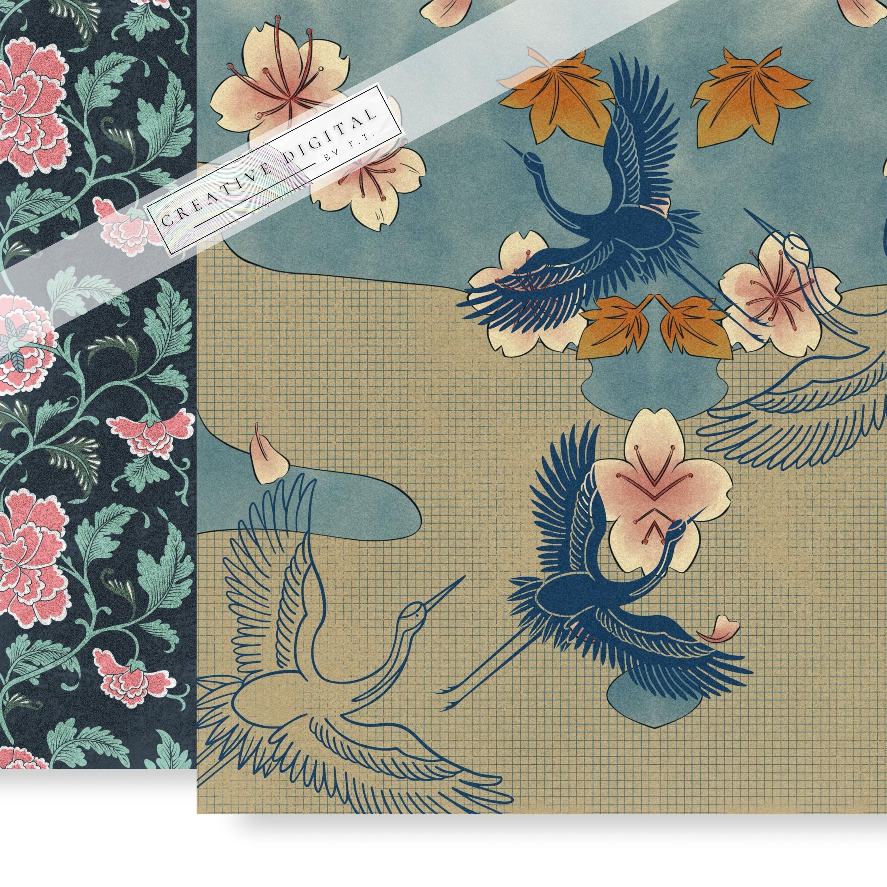 Japanese 20 Digital Paper - Japanese Patterns, Seamless Printable ...