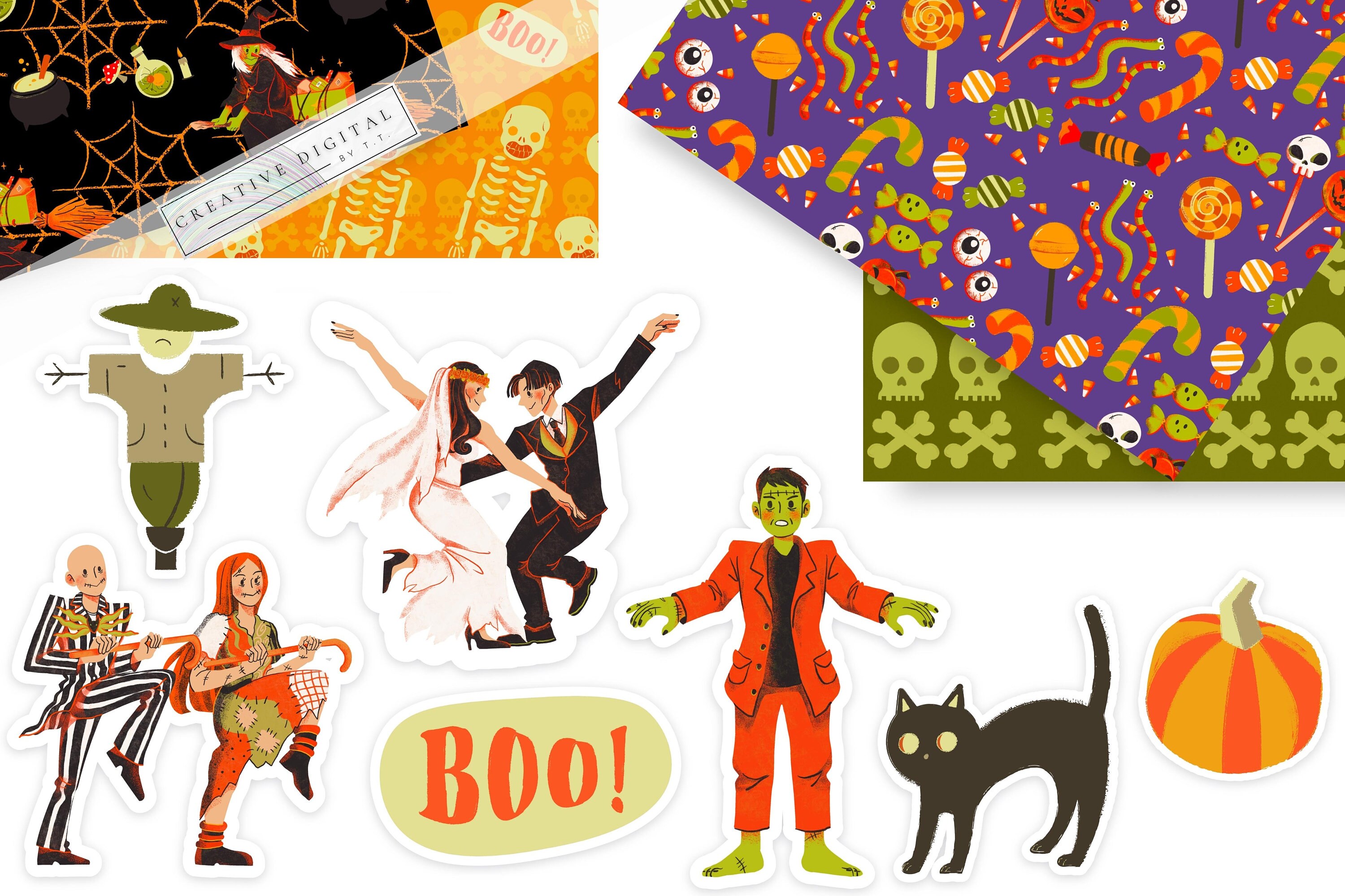 36 Happy Halloween Clipart Hand Drawn Spooky Halloween - Etsy