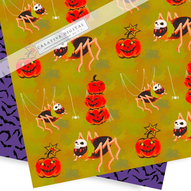 20 Happy Halloween Digital Paper, Hand Drawn Spooky Halloween ...