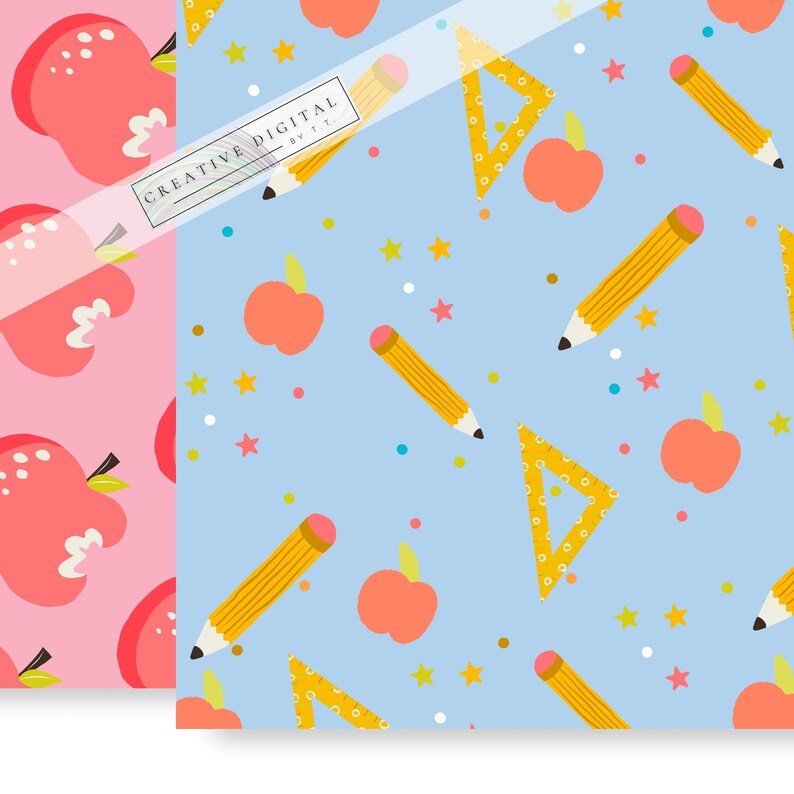 Back to School Digital Paper, Back to School Clipart, Teacher Graphics ...