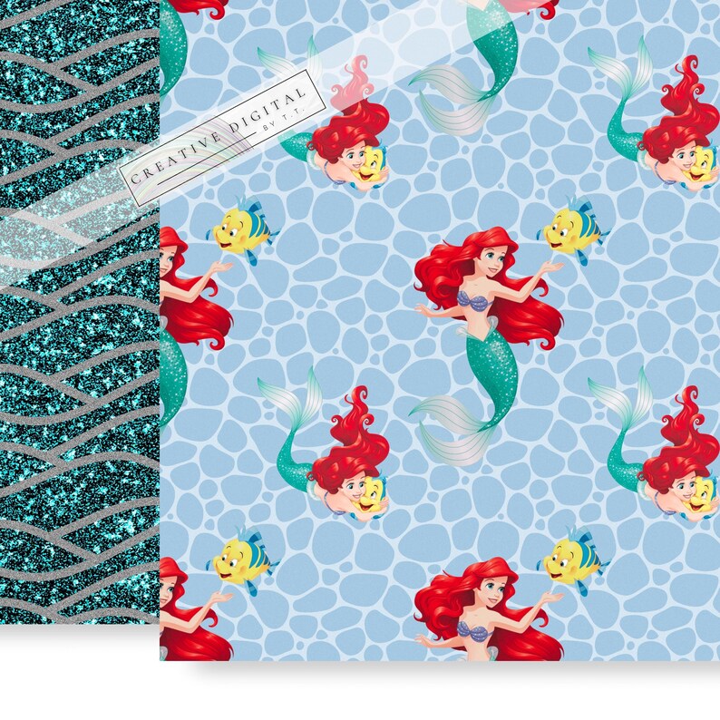 Little Mermaid Digital Paper, Ariel PNG Clipart, Little Mermaid PNG ...