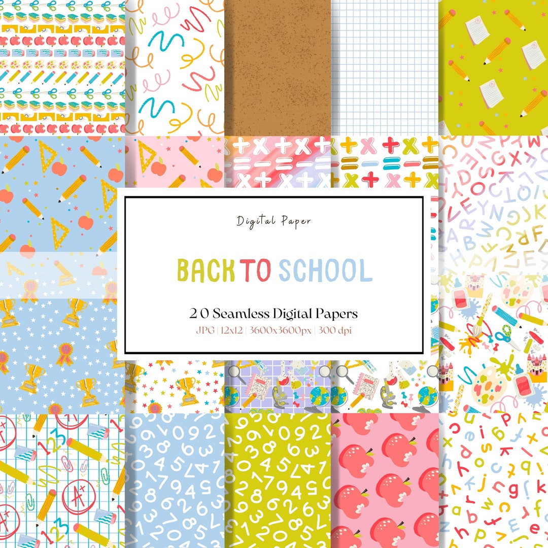 20 Back to School Digital Paper, Classroom Backgrounds, Teacher ...