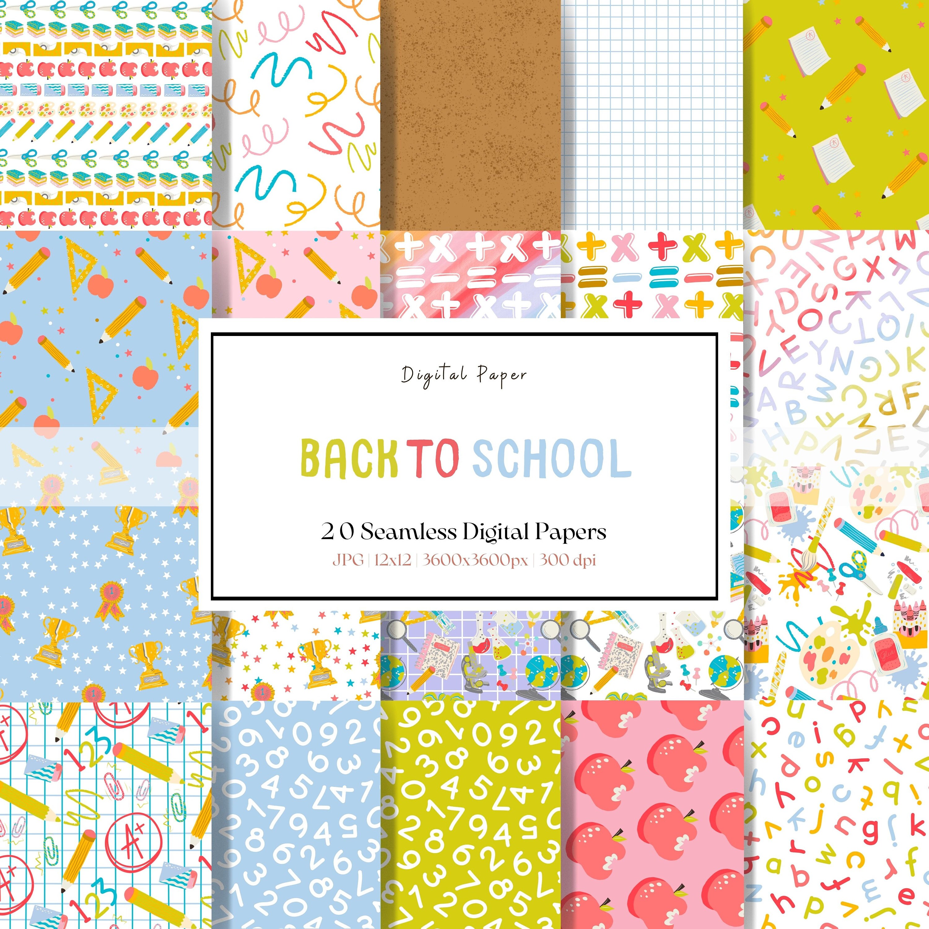 20 Back to School Digital Paper, Classroom Backgrounds, Teacher ...