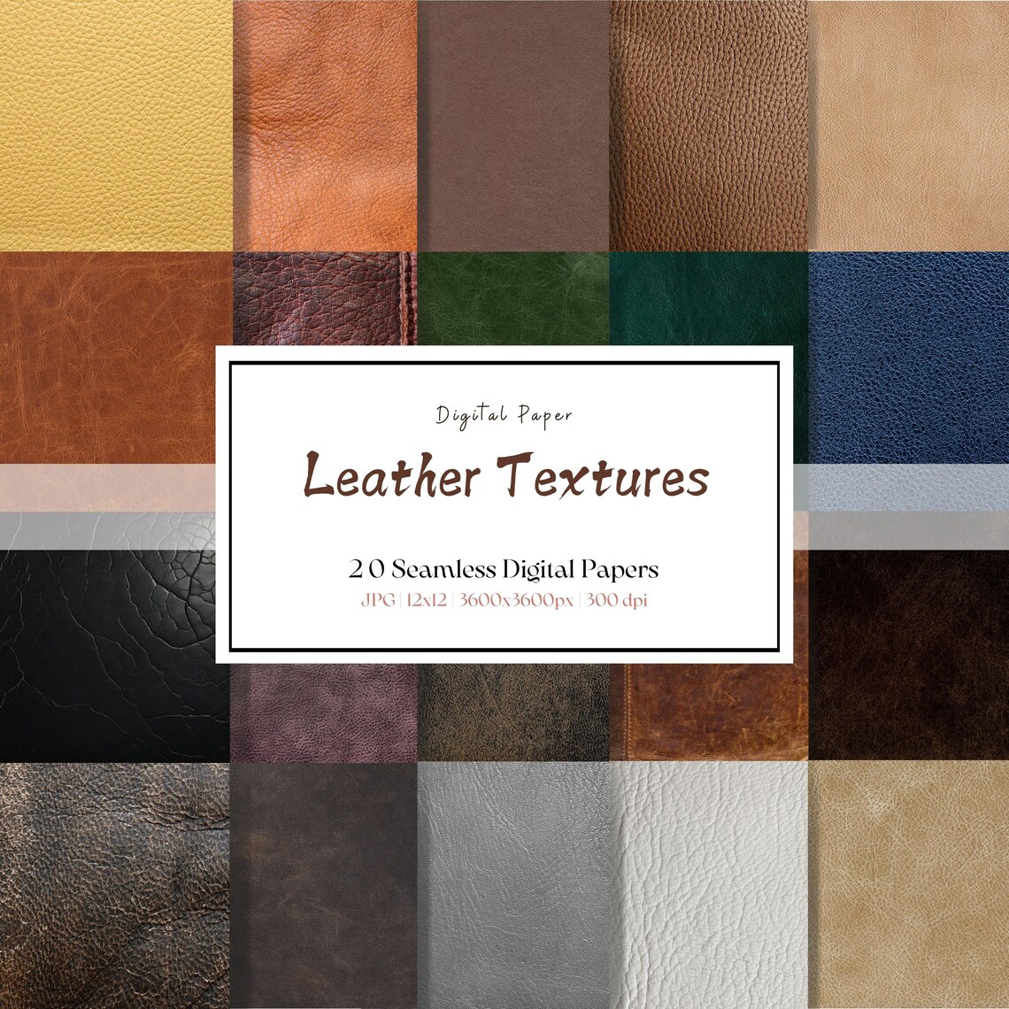 Leather Textures Digital Paper, Neutral Brown and Gray Leather ...
