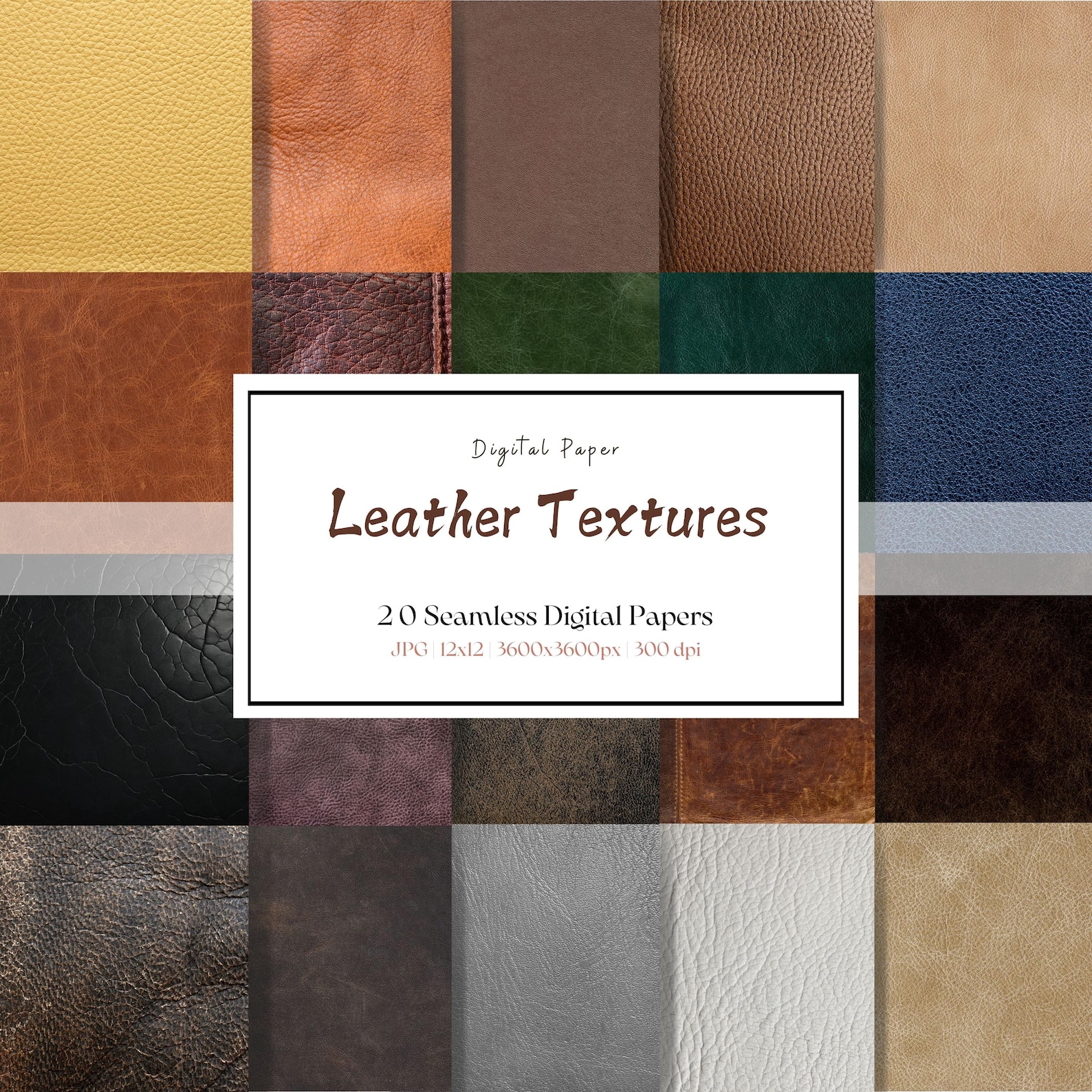 Leather Textures Digital Paper, Neutral Brown and Gray Leather ...