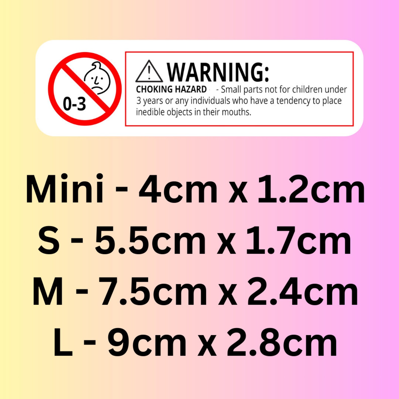 Small Parts Warning Stickers - Not Suitable for Children Under Three ...