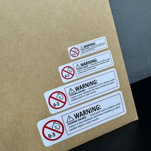 Small Parts Warning Stickers - Not Suitable for Children Under Three ...