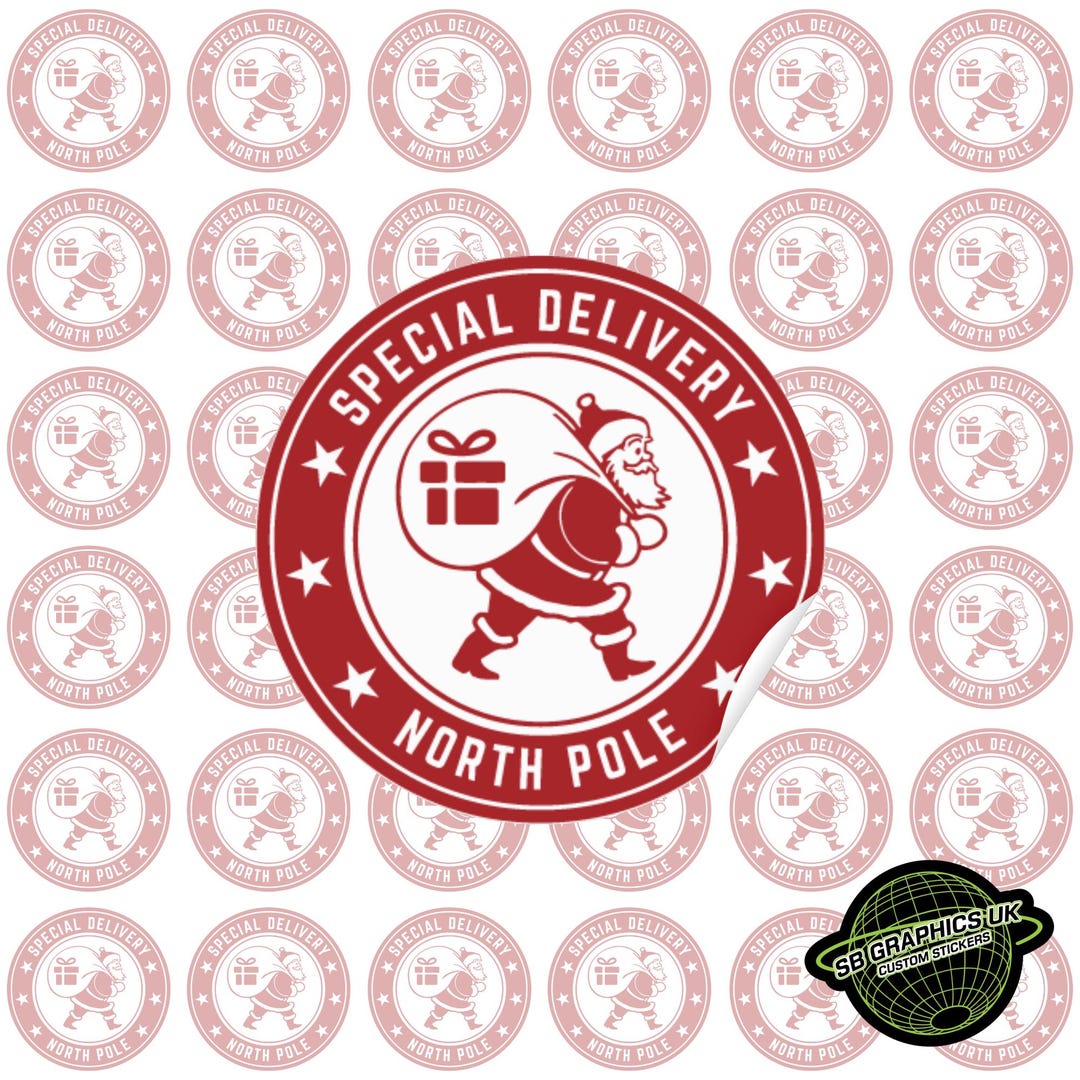 Santa Special Delivery Christmas Stickers North Pole Special Delivery ...