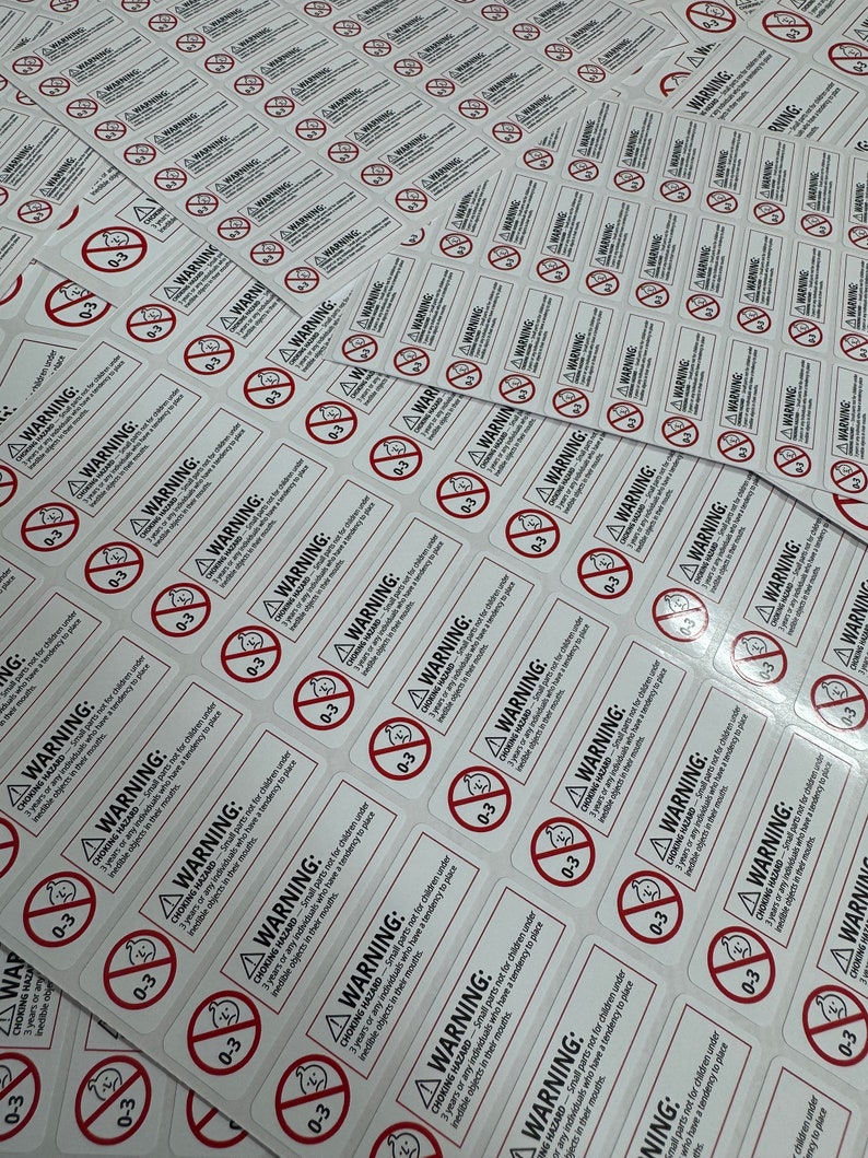 Small Parts Warning Stickers - Not Suitable for Children Under Three ...