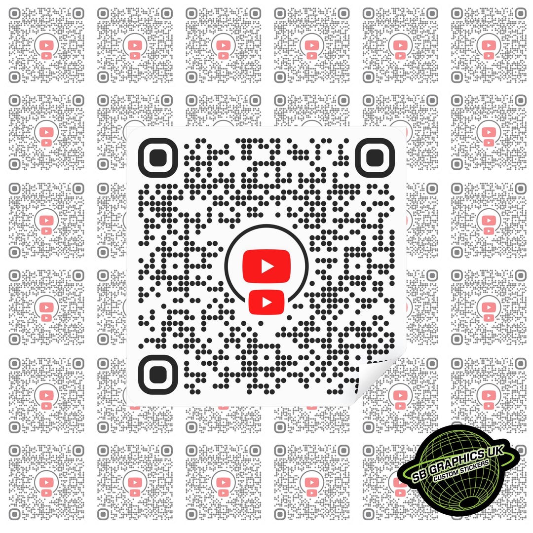 Waterproof YOUTUBE Vinyl Printed QR Code Stickers, 50, 100, 250, 500 ...
