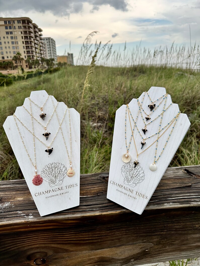 Shark Tooth & Pearl Necklace – Wire Wrapped Shark Tooth on Gold and ...