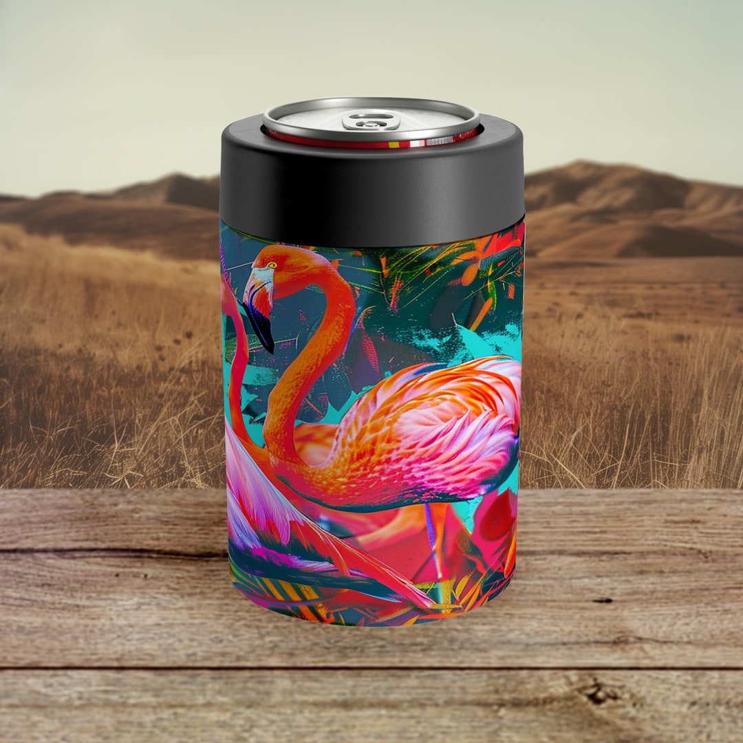 Flamingo Coozie Gift for Her Flamingo Can Cooler for Mom Flamingo Drink ...