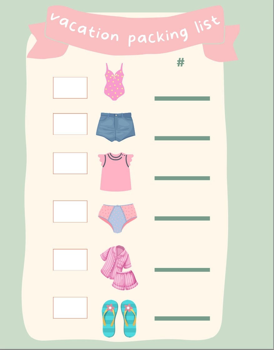 Visual Packing List for Kids Travel Checklist, Organized, No Reading ...