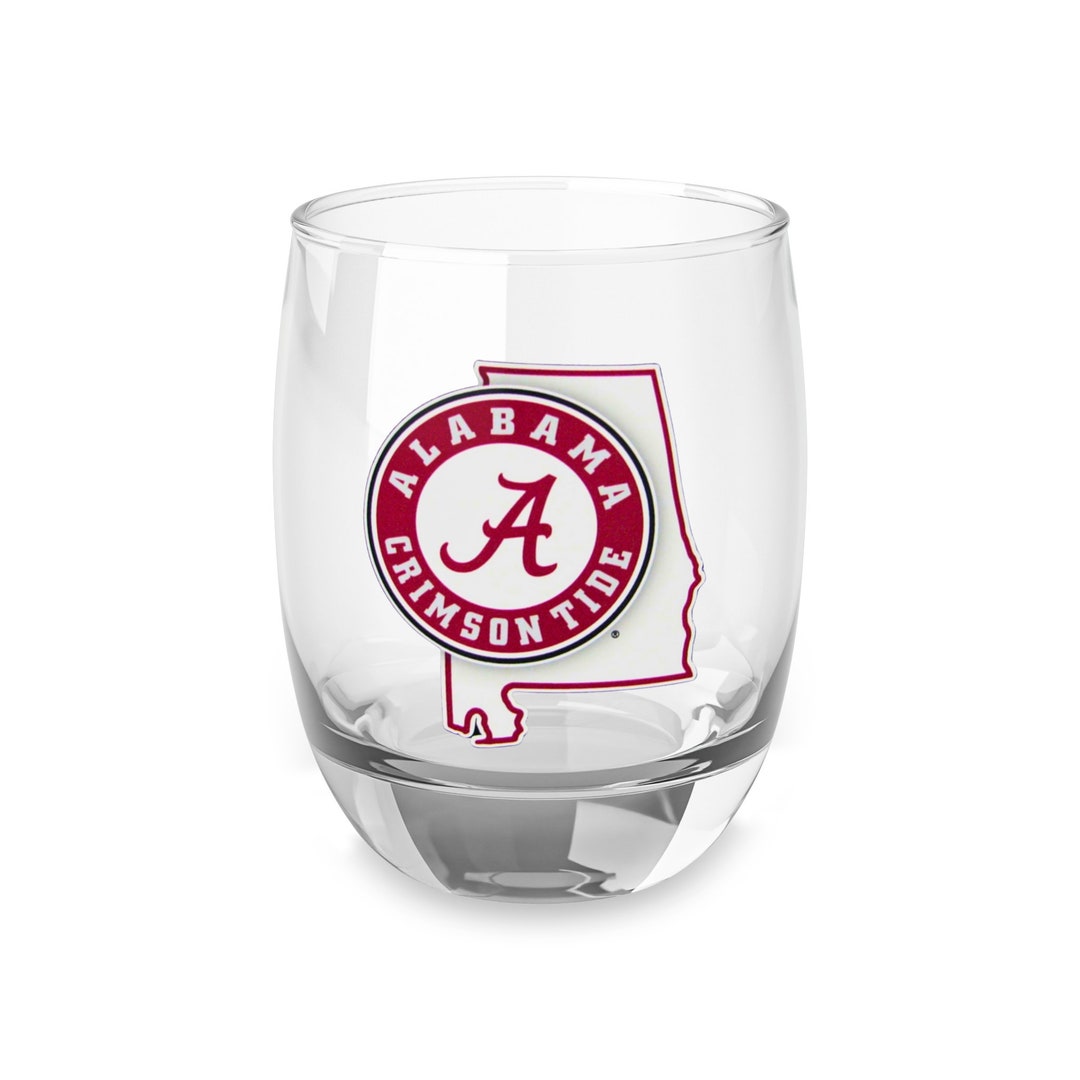 University of Alabama Crimson Tide Whiskey Glass State Logo Design ...