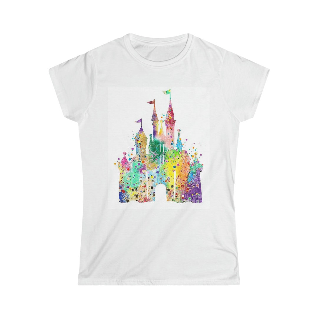 Disney Water Color Castle Women's Softstyle Tee - Etsy