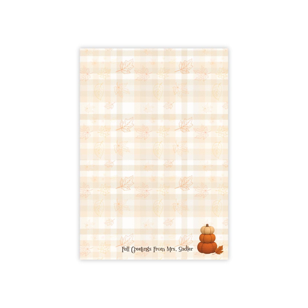 Personalized Pumpkin Post It Note Pad Fall Sticky Notes for Teachers ...