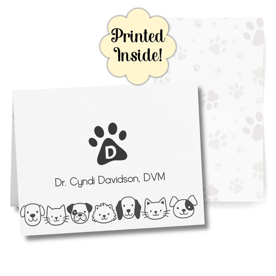 Personalized Vet Stationery With Dog & Cat Doodles- Custom Notecards ...