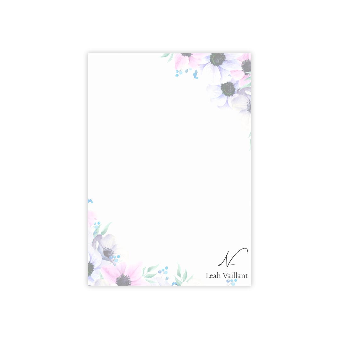 Personalized Floral Post-it® Note Pad- Custom Name Notepad, Elegant ...