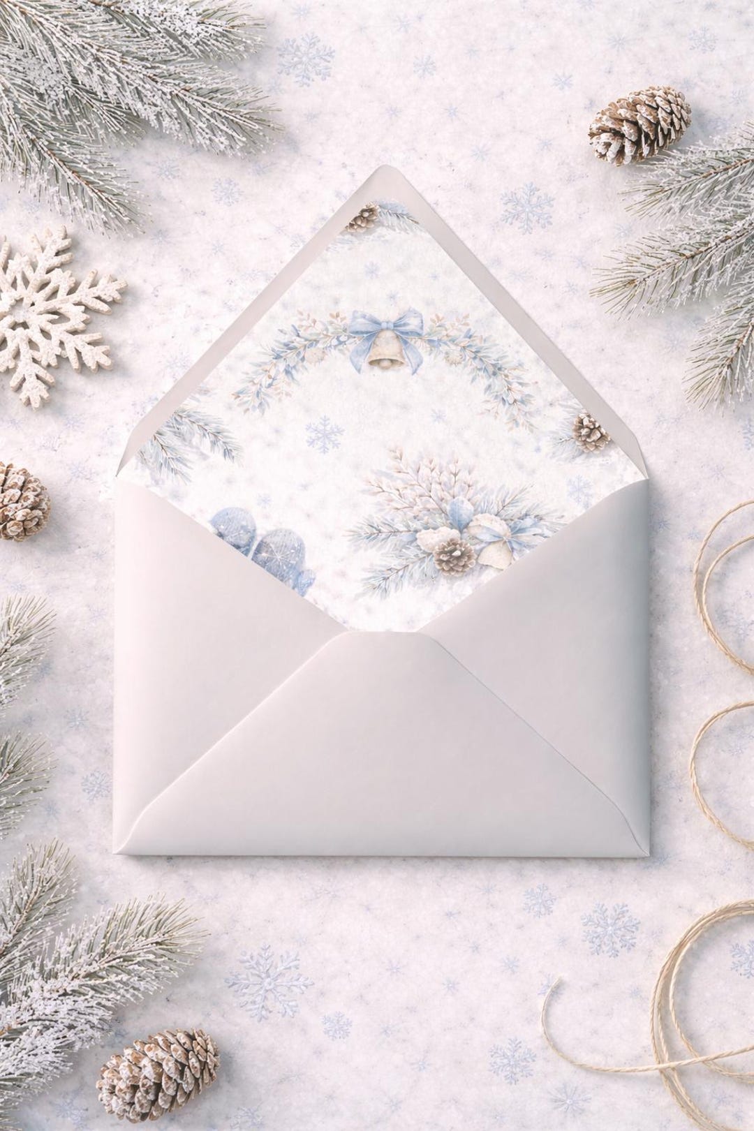 Printable Winter Envelope Liner Bundle | Cozy Blue Snow Branch Envelope ...