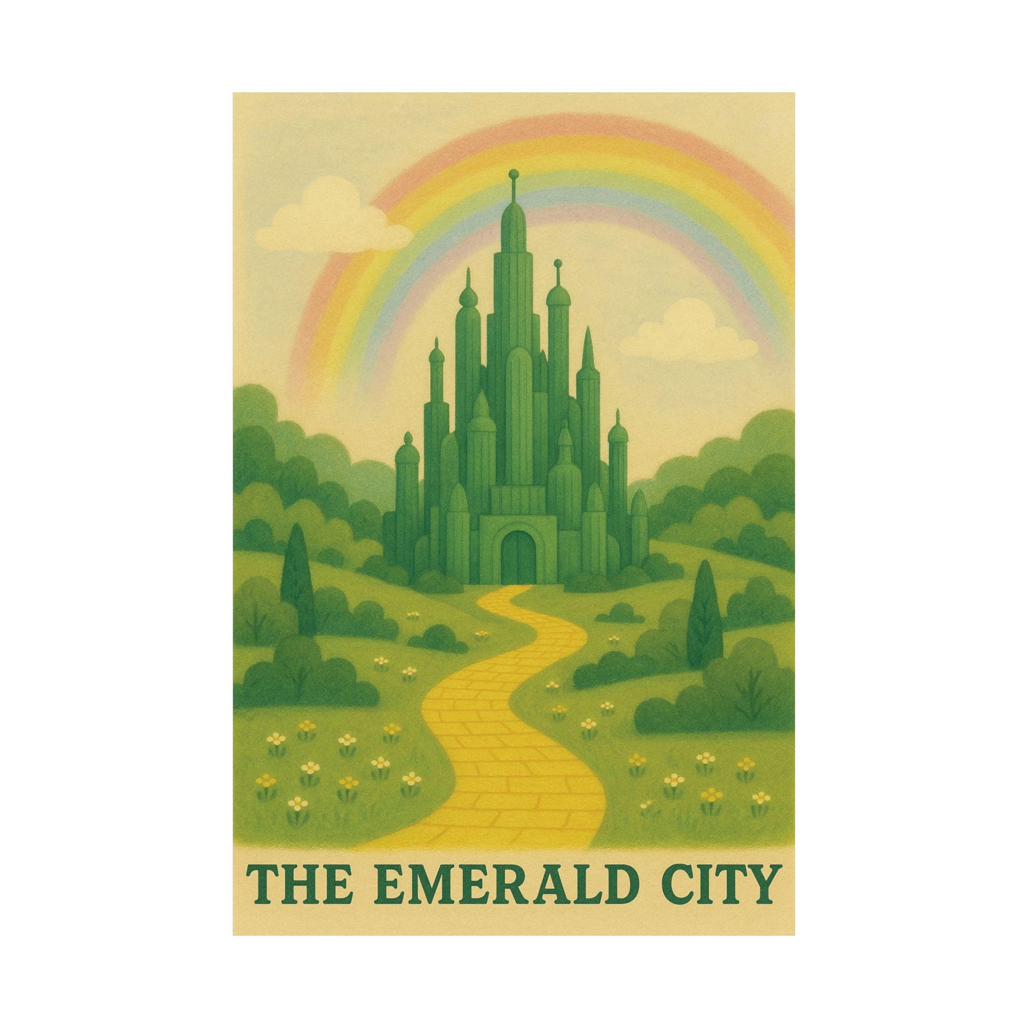Emerald City Art Print Yellow Brick Road Wall Decor Wizard of Oz Poster ...