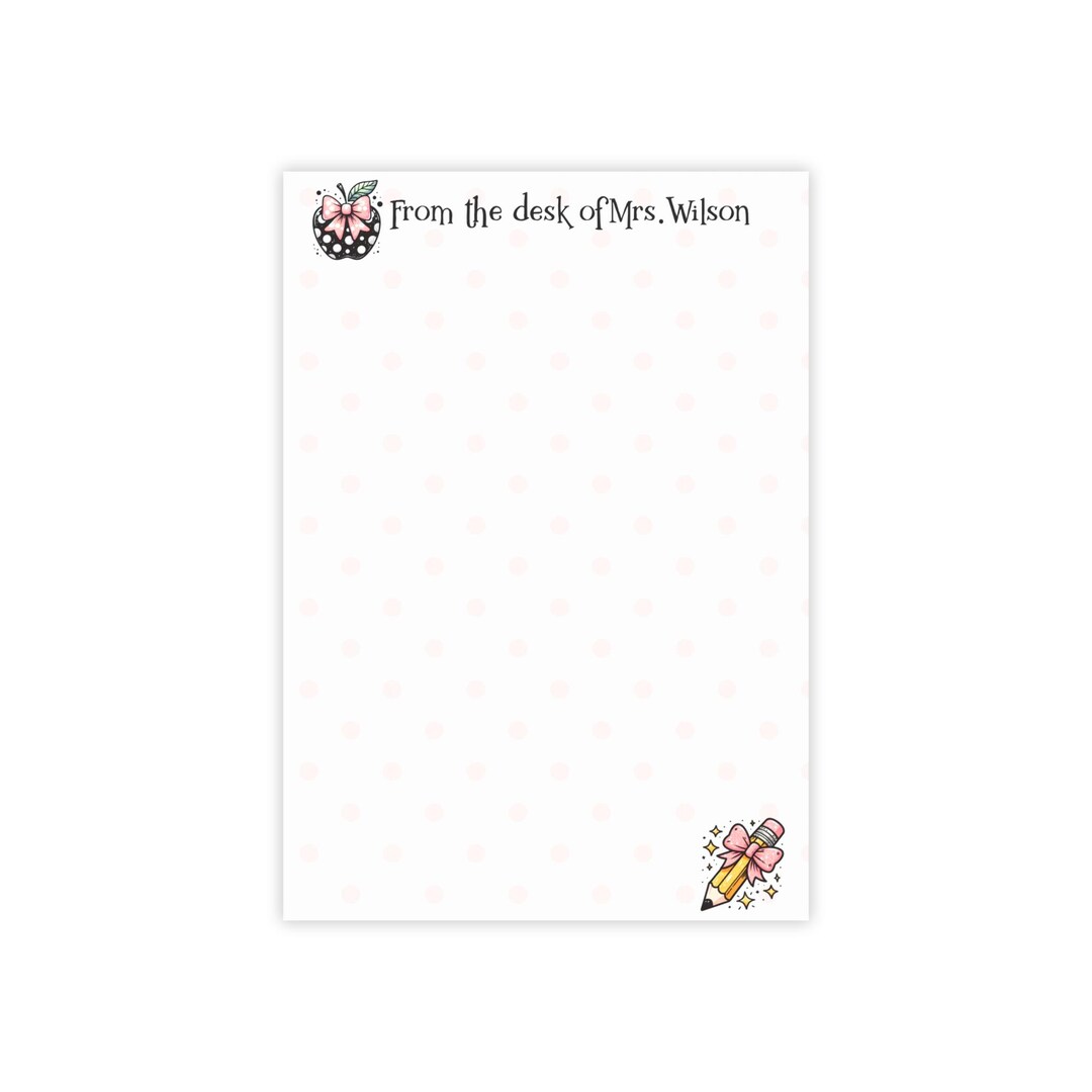 Personalized Teacher Post It Note Pad 4x6 Custom Notepad With Name Pink ...