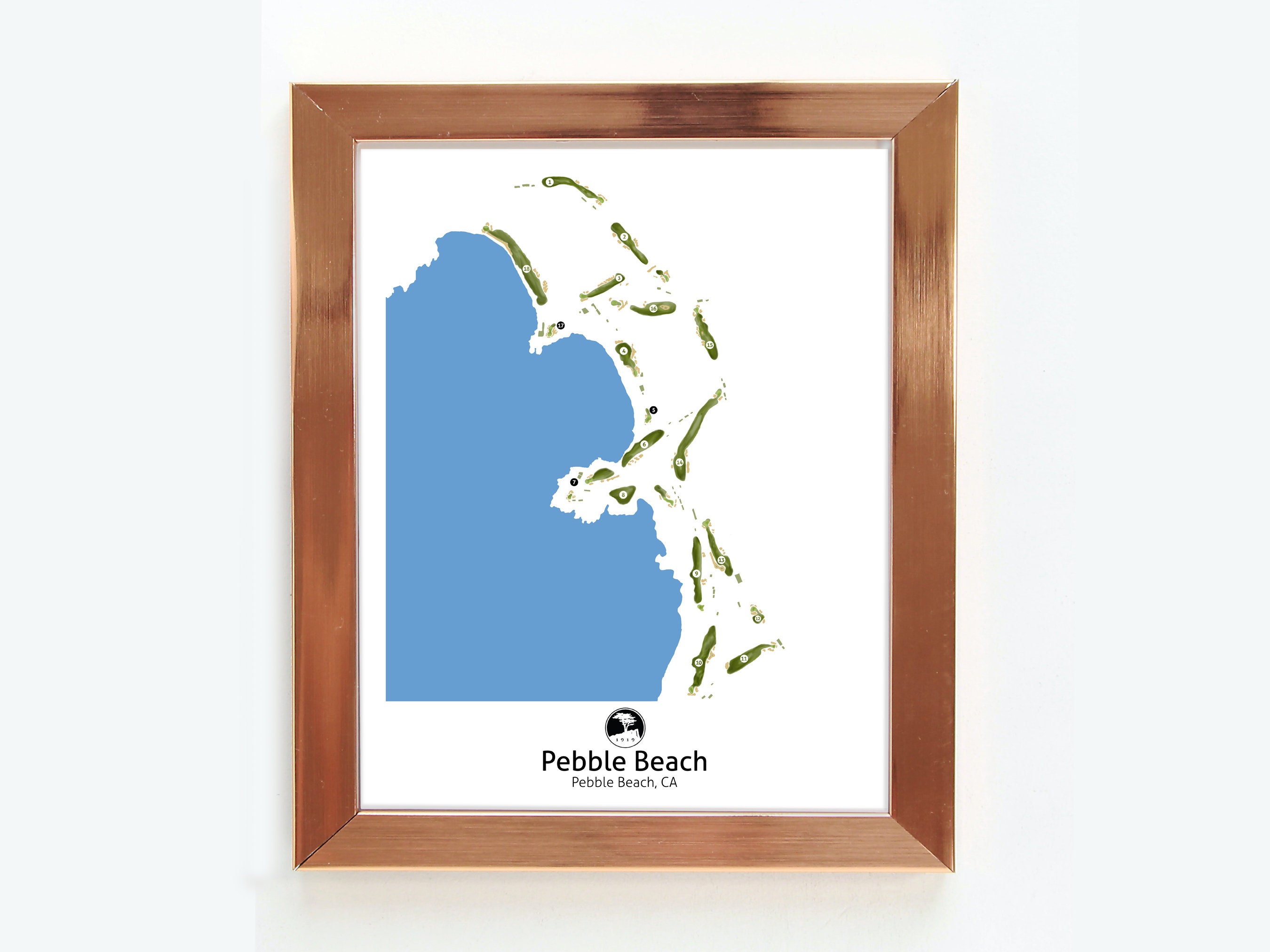 Pebble Beach | California | Golf Course Map | Golf Map Print | Gift for ...