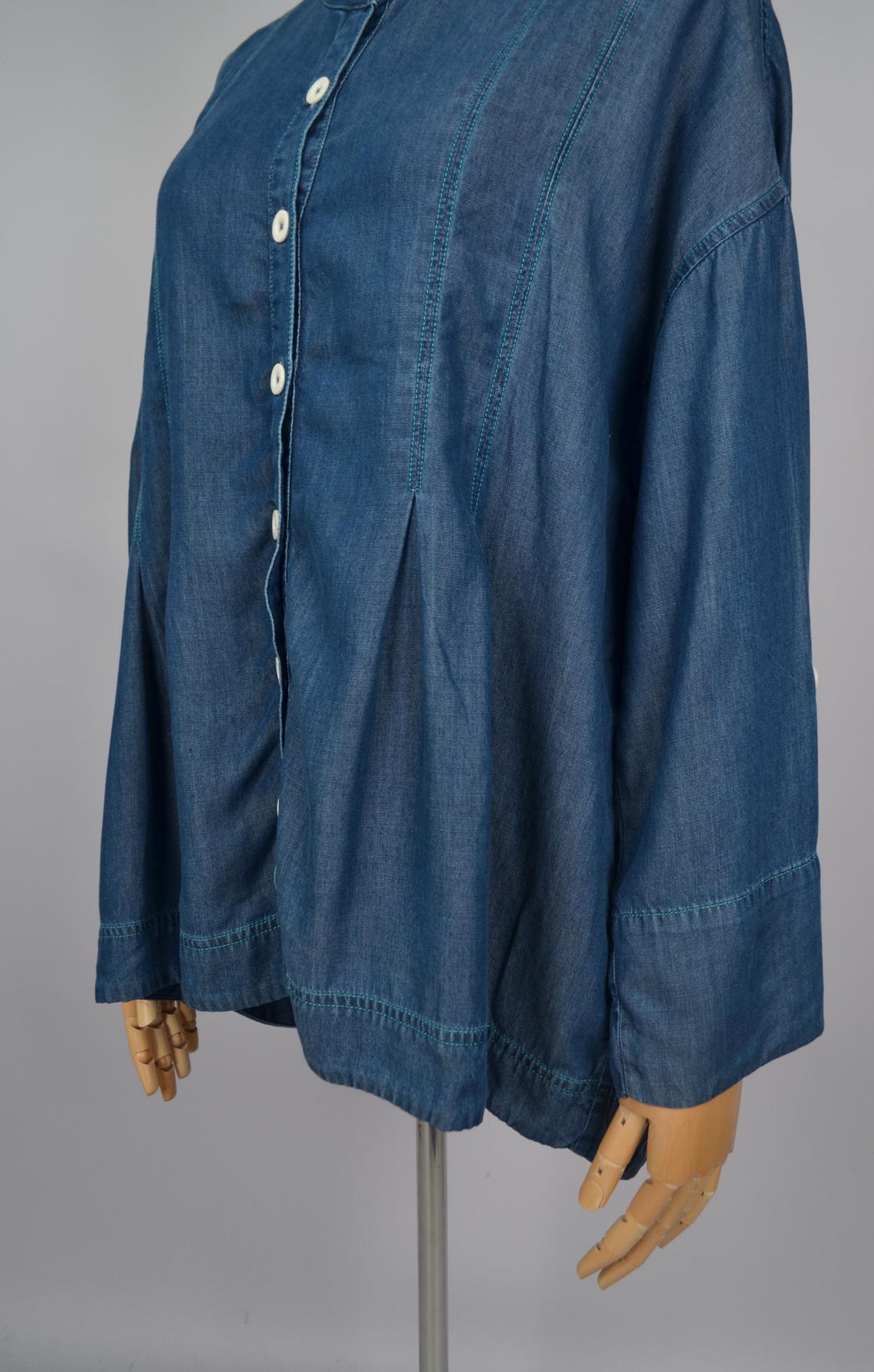 Beautiful Sahara Tencell Lyocell Denim Blue Tunic Shirt Size S-M ...