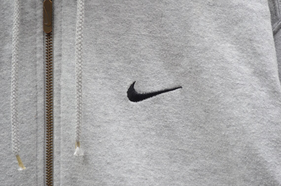 Vintage Nike Full Zip Embroided Logo Grey Hoodie 90s Y2k Size S - Etsy