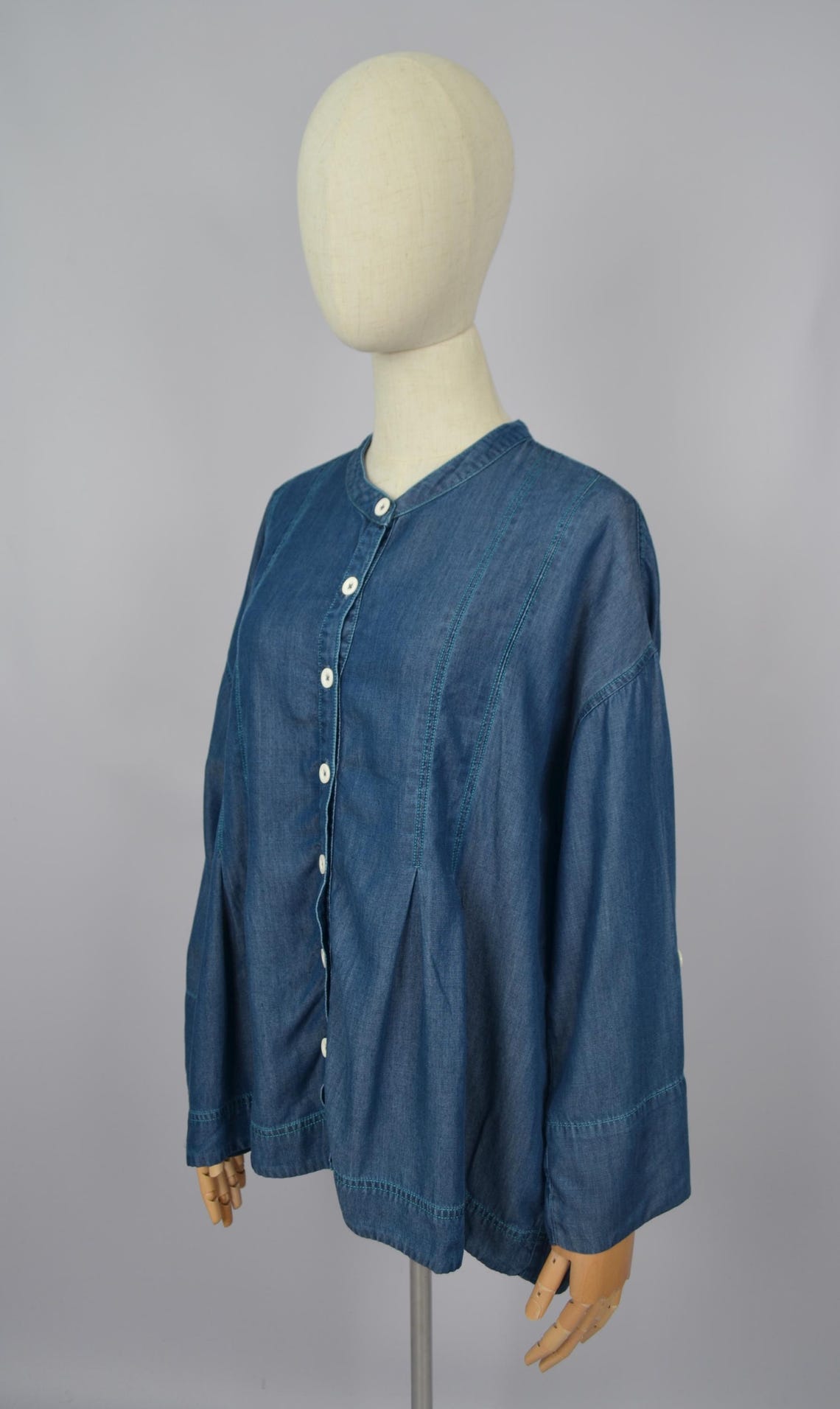 Beautiful Sahara Tencell Lyocell Denim Blue Tunic Shirt Size S-M ...