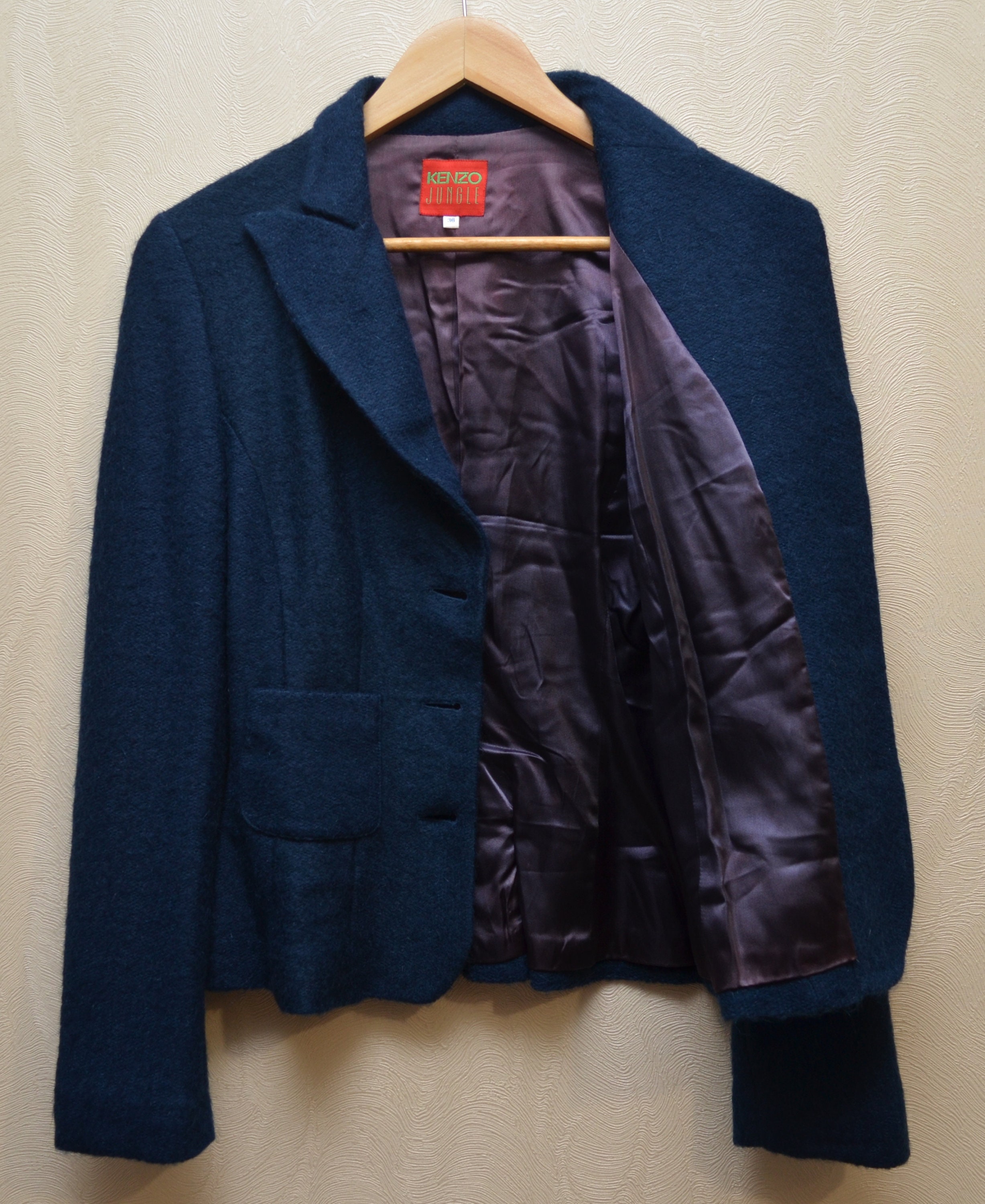 Kenzo Jungle Navy Mohair Blend Blazer Jacket Size FR36 XS Etsy Canada