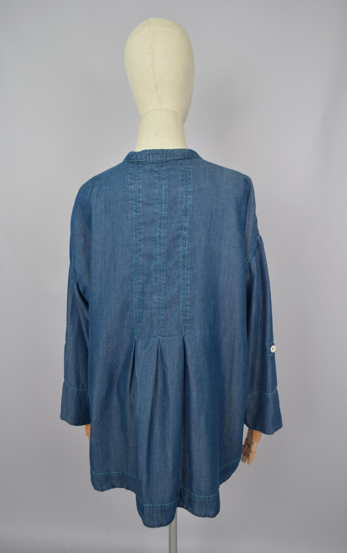 Beautiful Sahara Tencell Lyocell Denim Blue Tunic Shirt Size S-M ...