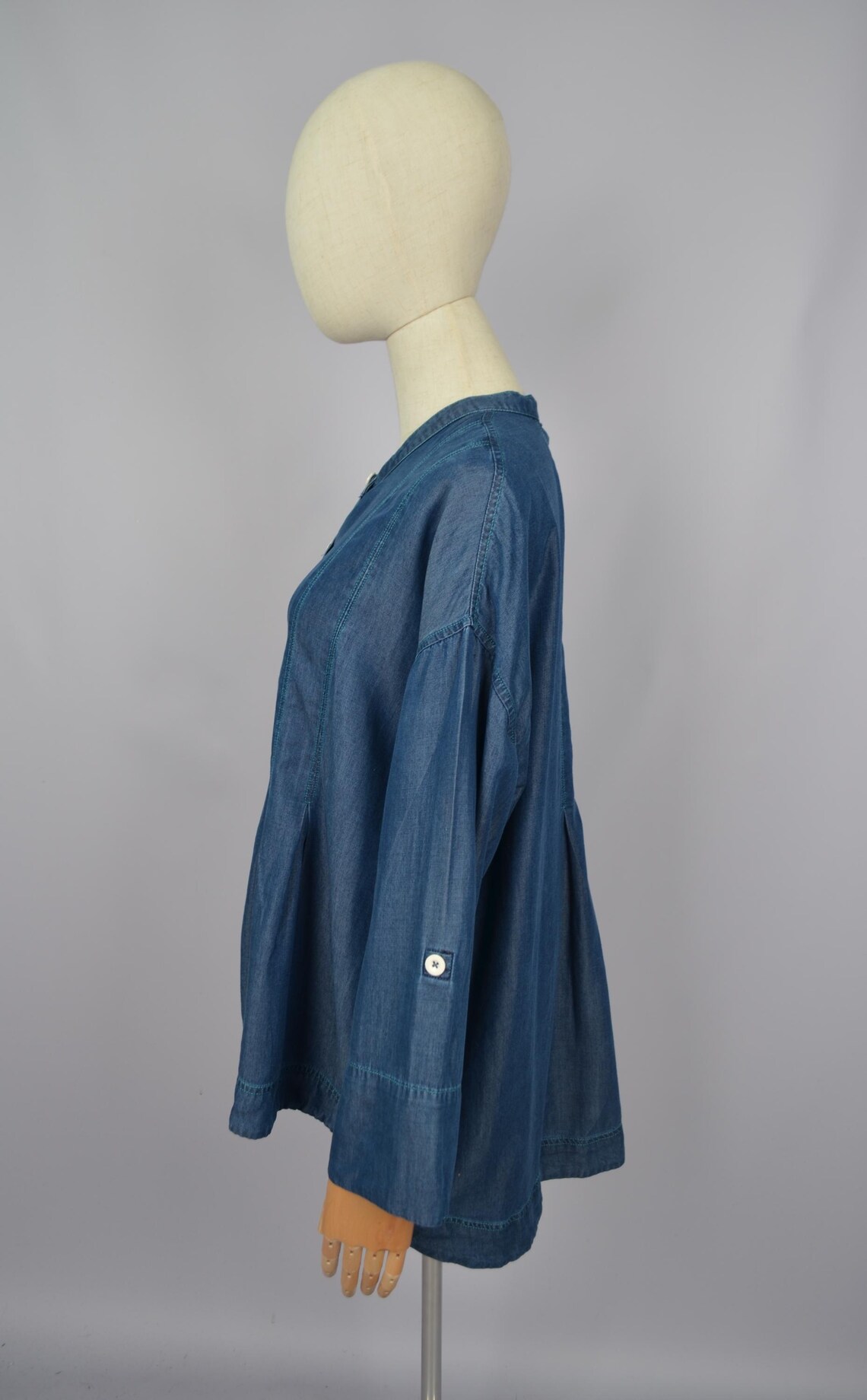 Beautiful Sahara Tencell Lyocell Denim Blue Tunic Shirt Size S-M ...