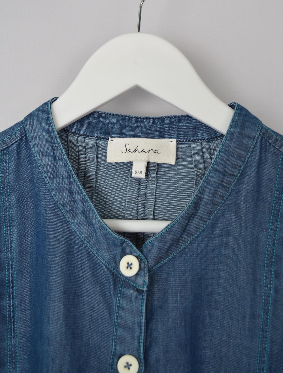 Beautiful Sahara Tencell Lyocell Denim Blue Tunic Shirt Size S-M ...