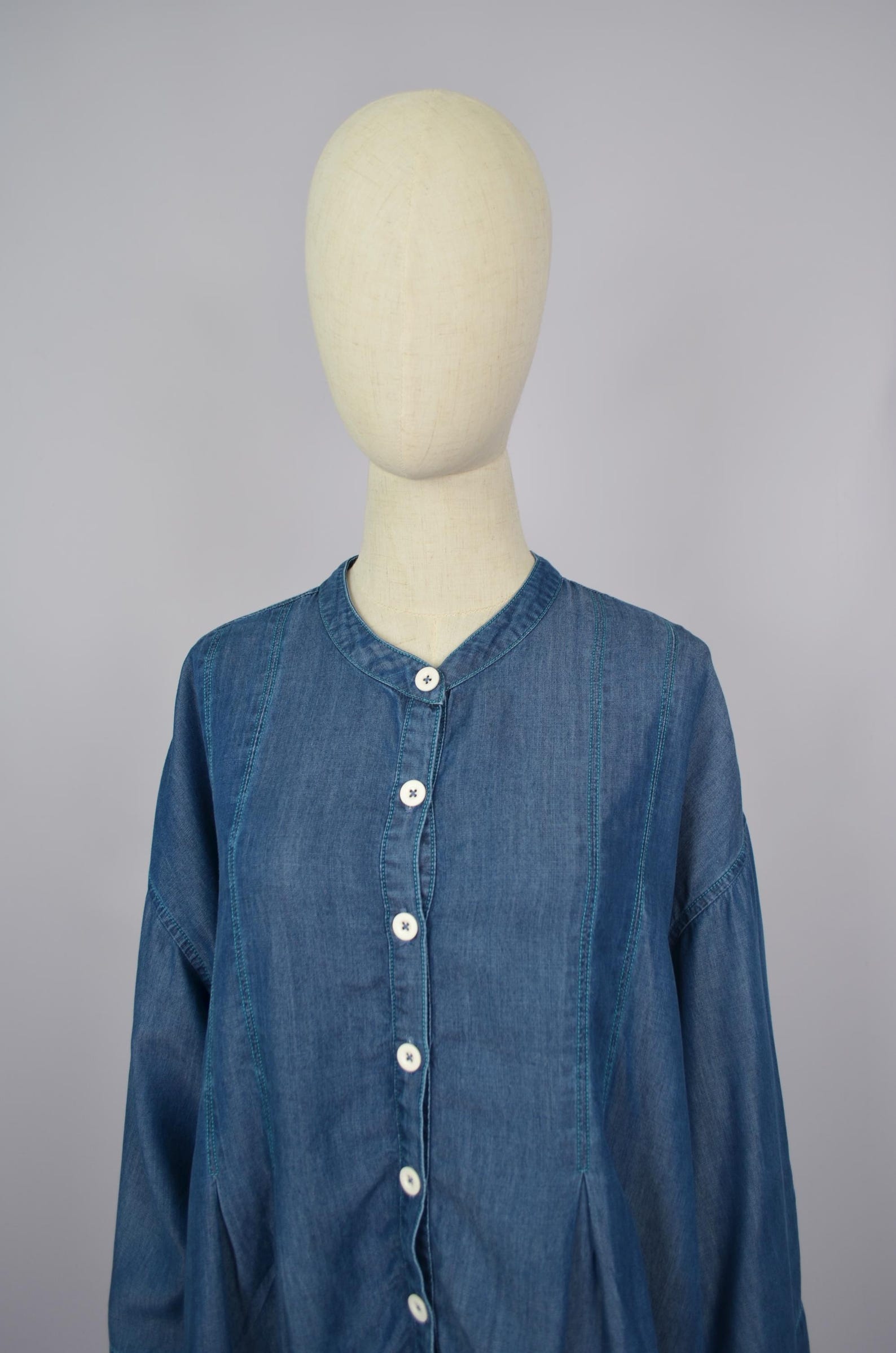 Beautiful Sahara Tencell Lyocell Denim Blue Tunic Shirt Size S-M ...