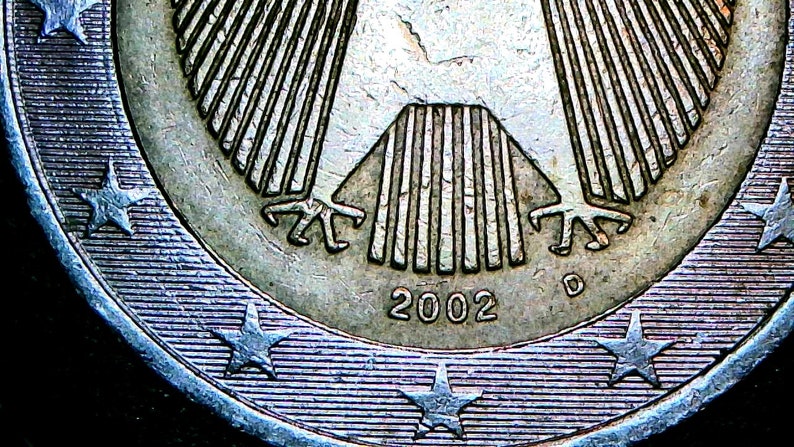 2 Euro Coin Germany 2002 D Very Rare Minting Errors - Etsy