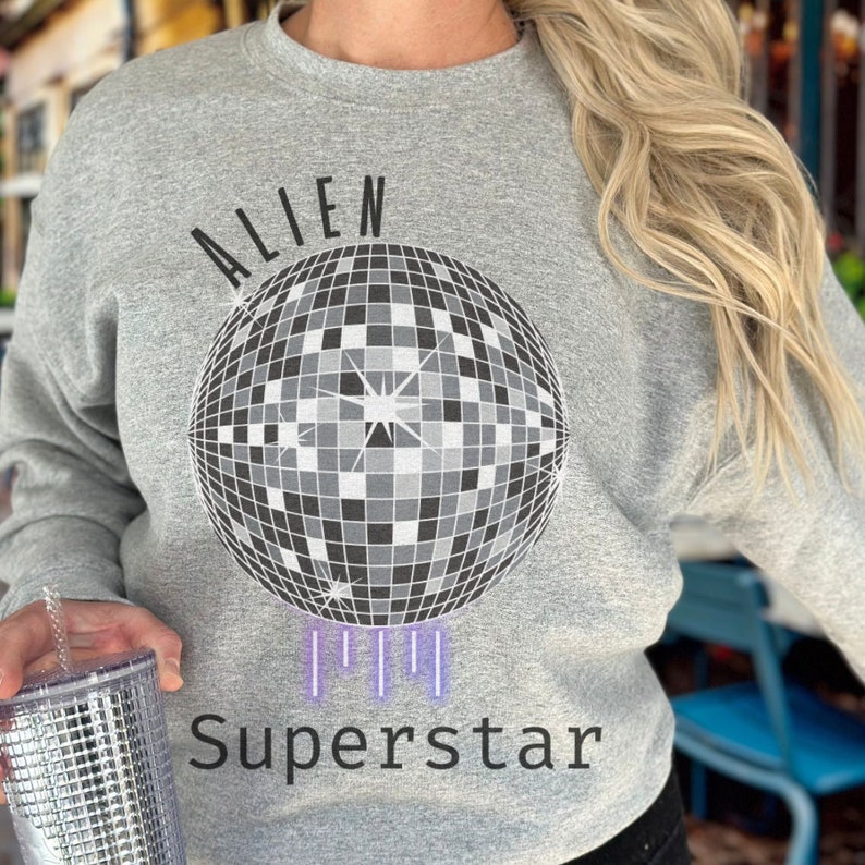 Alien Superstar Retro Disco Ball Sweatshirt Trendy Disco - Etsy