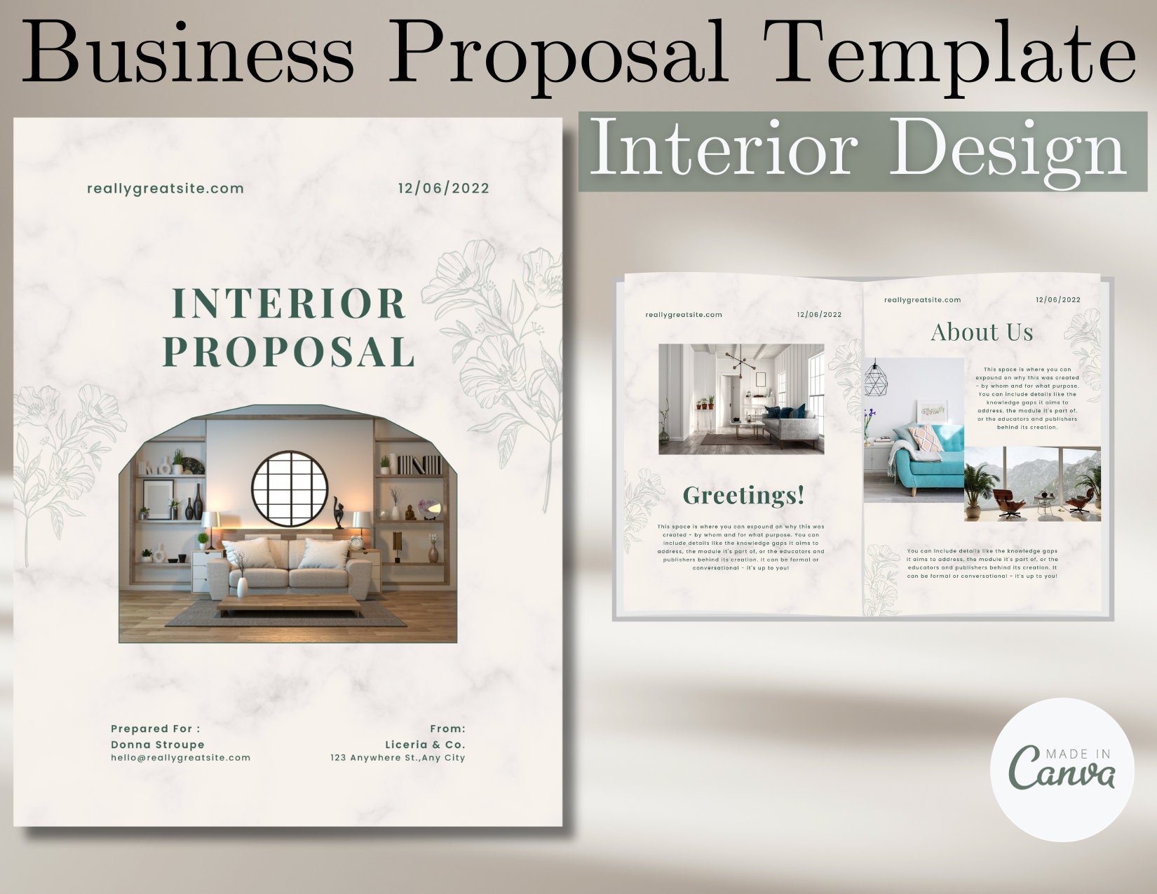 Interior Design Project Proposal Canva Template, Professional Interior ...