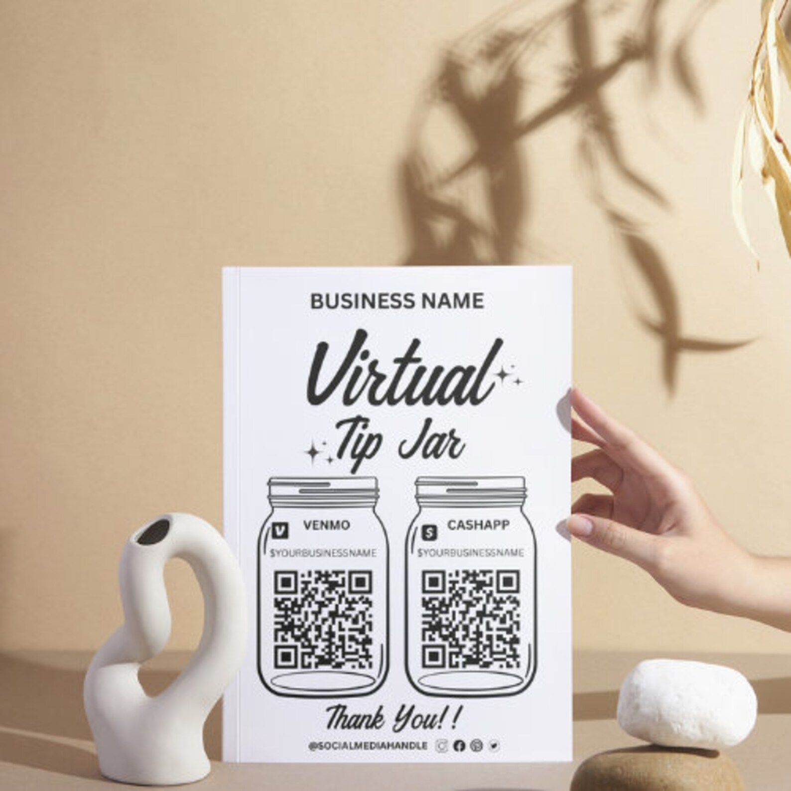 Printable Virtual Tip Jar Sign, Venmo Payment Sign, QR Tip Jar Sign ...