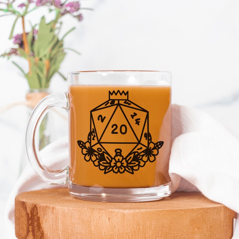 Dungeons and Dragons Dice Glass Mugs, Dnd Dungeon Master Gift Nerdy ...
