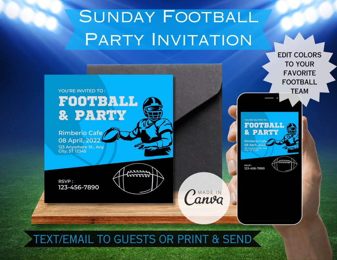 Editable Football Party Invitation, Superbowl Sunday Party Invitations ...